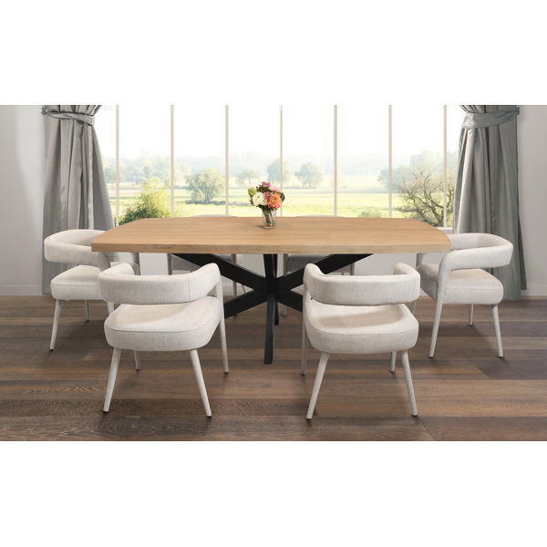 Corrigan Studio® Logan Dining Set With 82" Dining Table And Galway Ivory Side Chairs | Wayfair